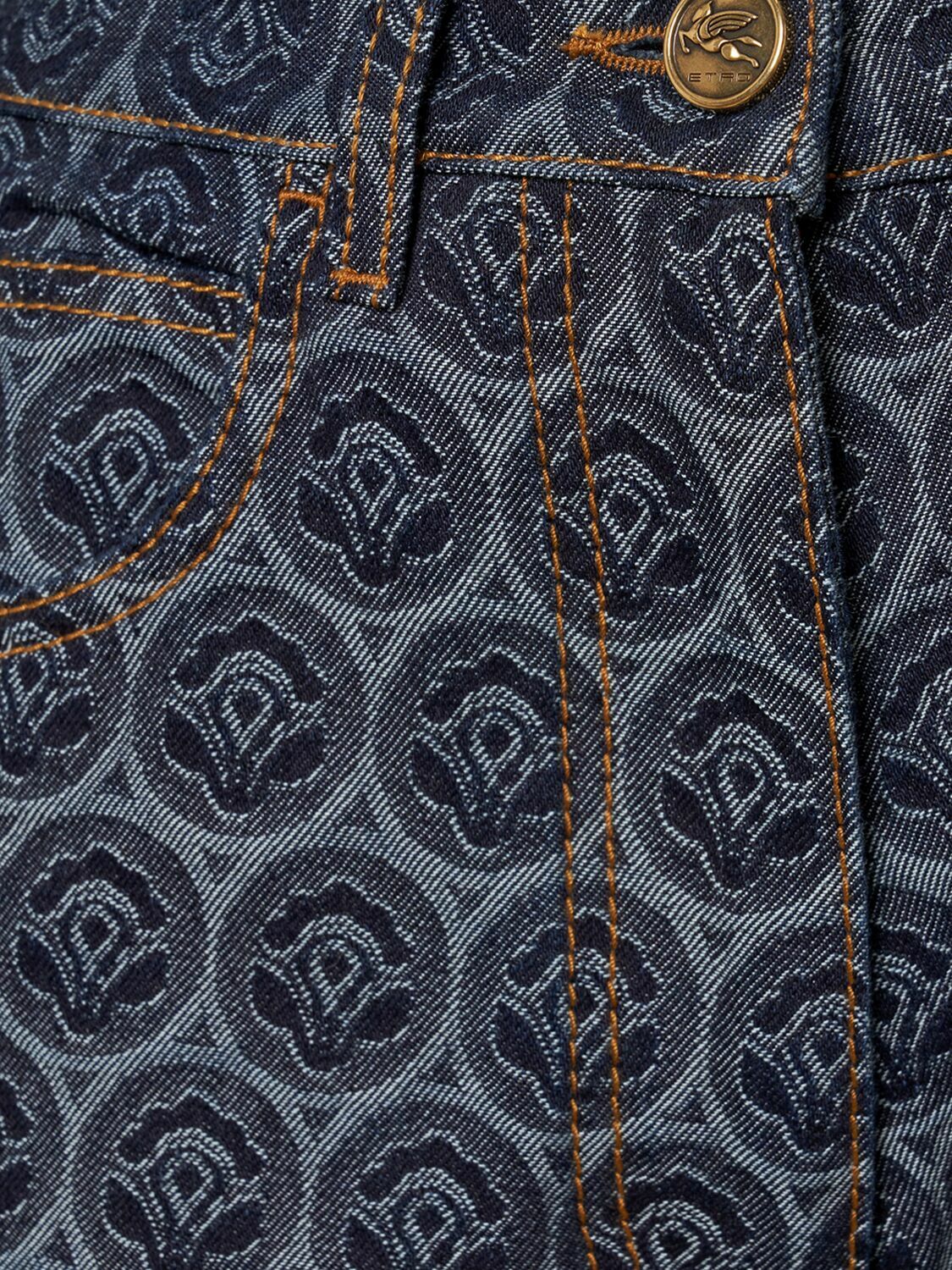 ETRO Printed Denim High Rise Wide Jeans Etro
