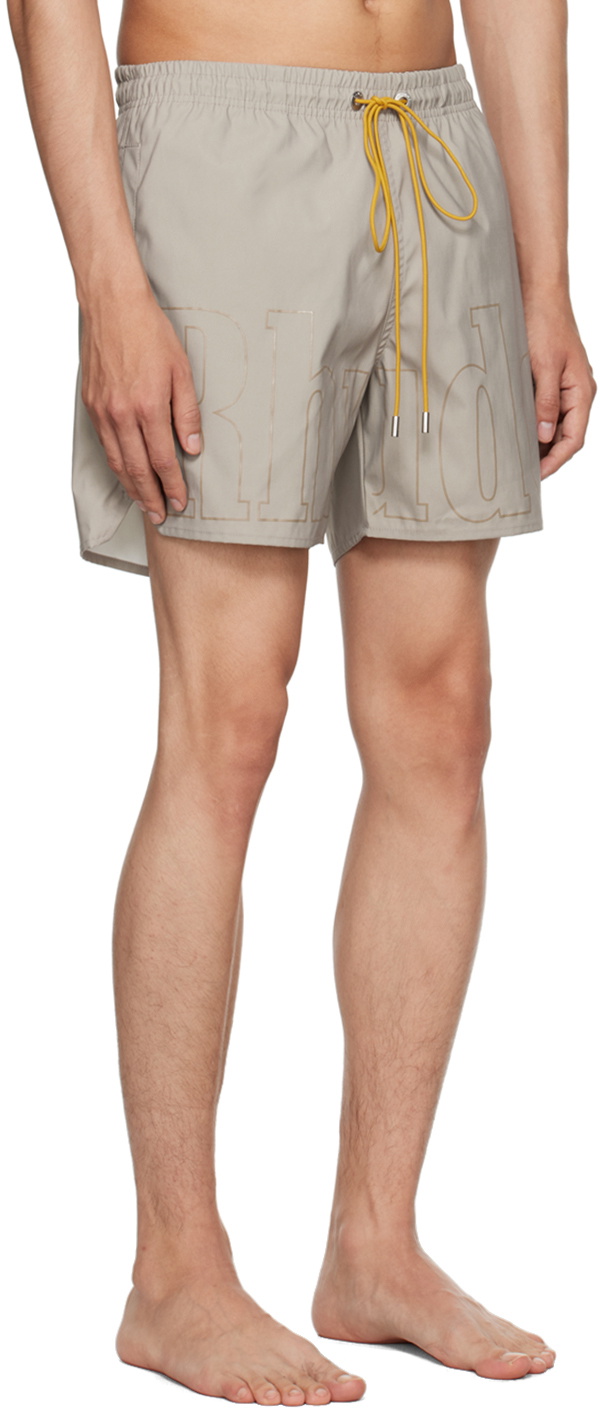 Rhude Taupe Printed Swim Shorts Rhude