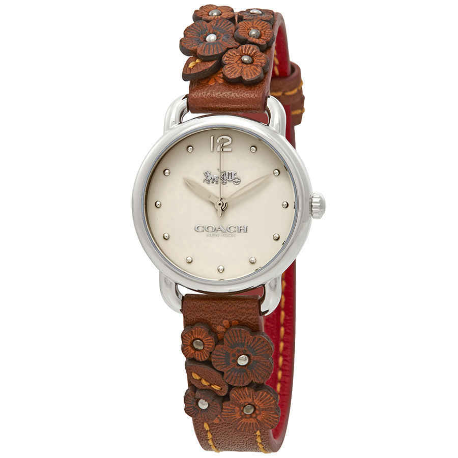 Coach Delancey Beige Dial Brown Leather Ladies Watch 14502761 Coach