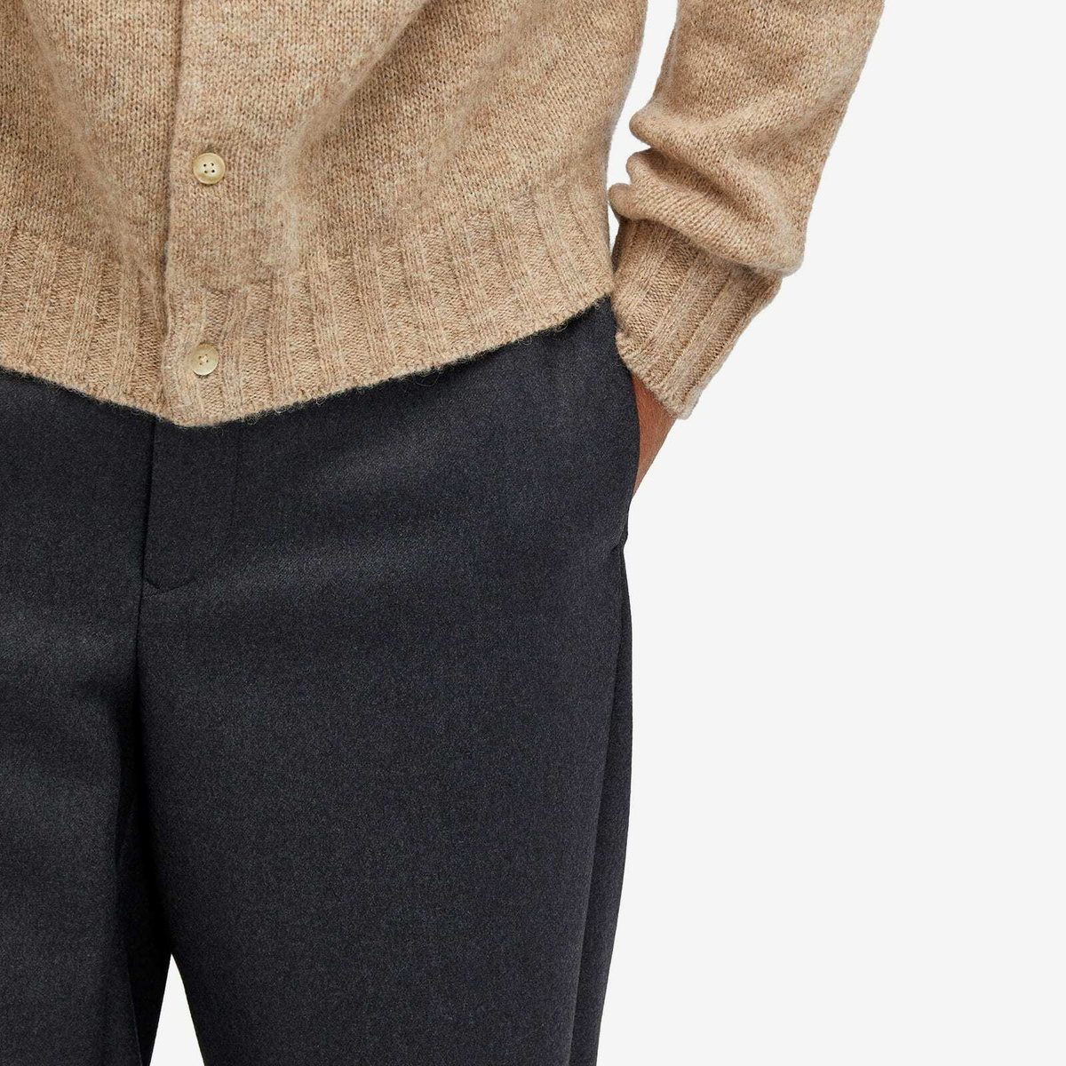 Auralee Men's Light Wool Slacks in Top Charcoal Auralee