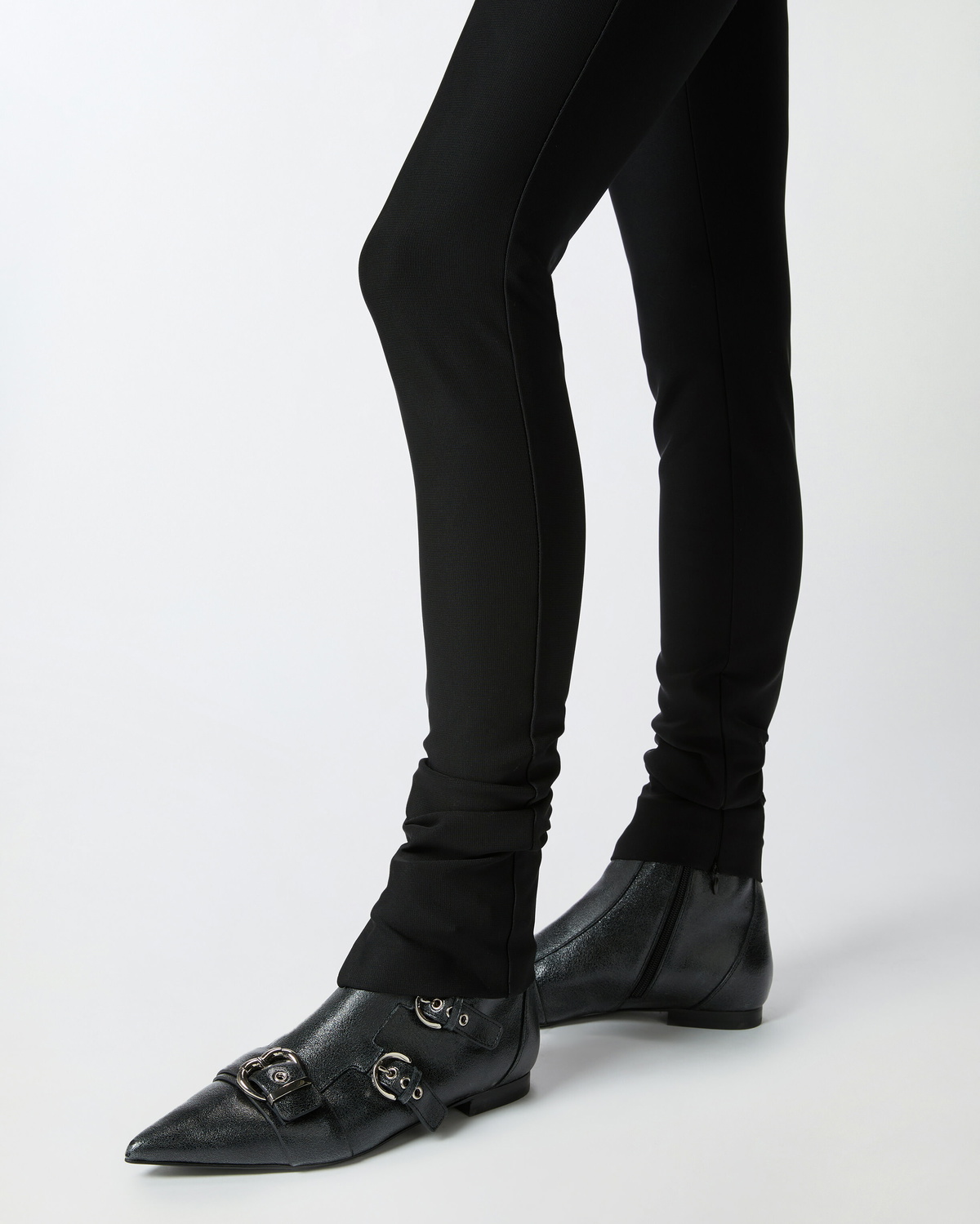 Pinko Slim Fit Stretch Trousers With Zipped Leg Hems Limo Black Pinko