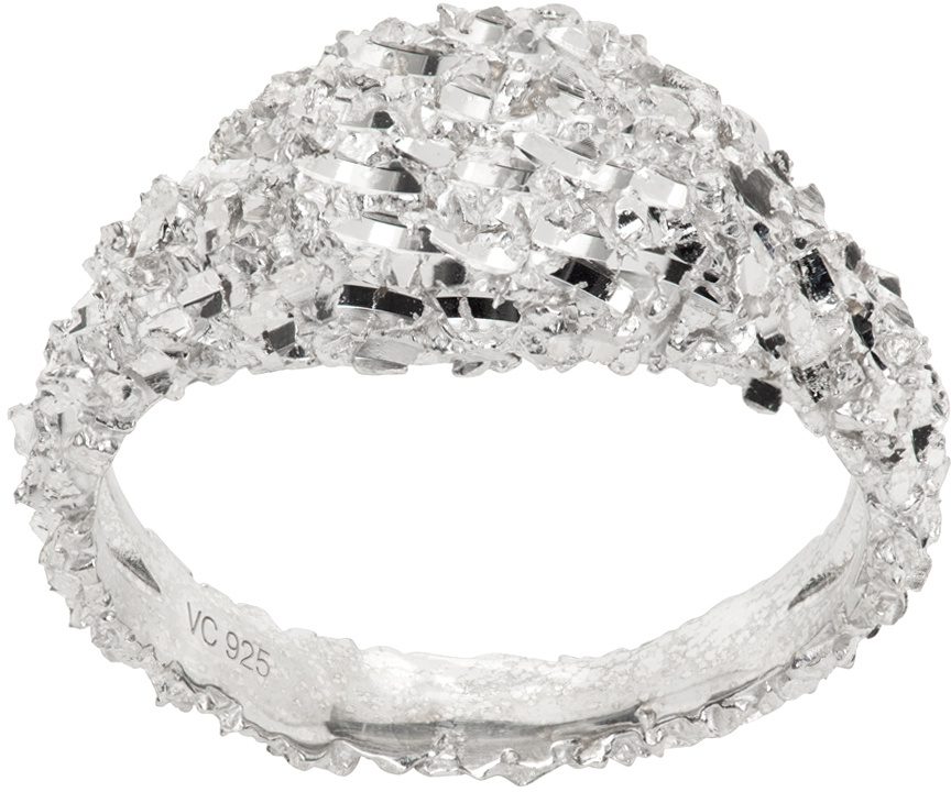 Veneda Carter SSENSE Exclusive Silver Thick Pebbled VC001 Ring Veneda ...