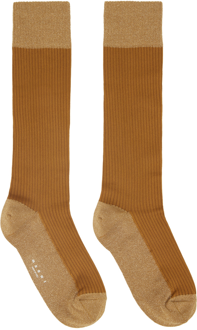 Marni Tan Shiny Socks Marni