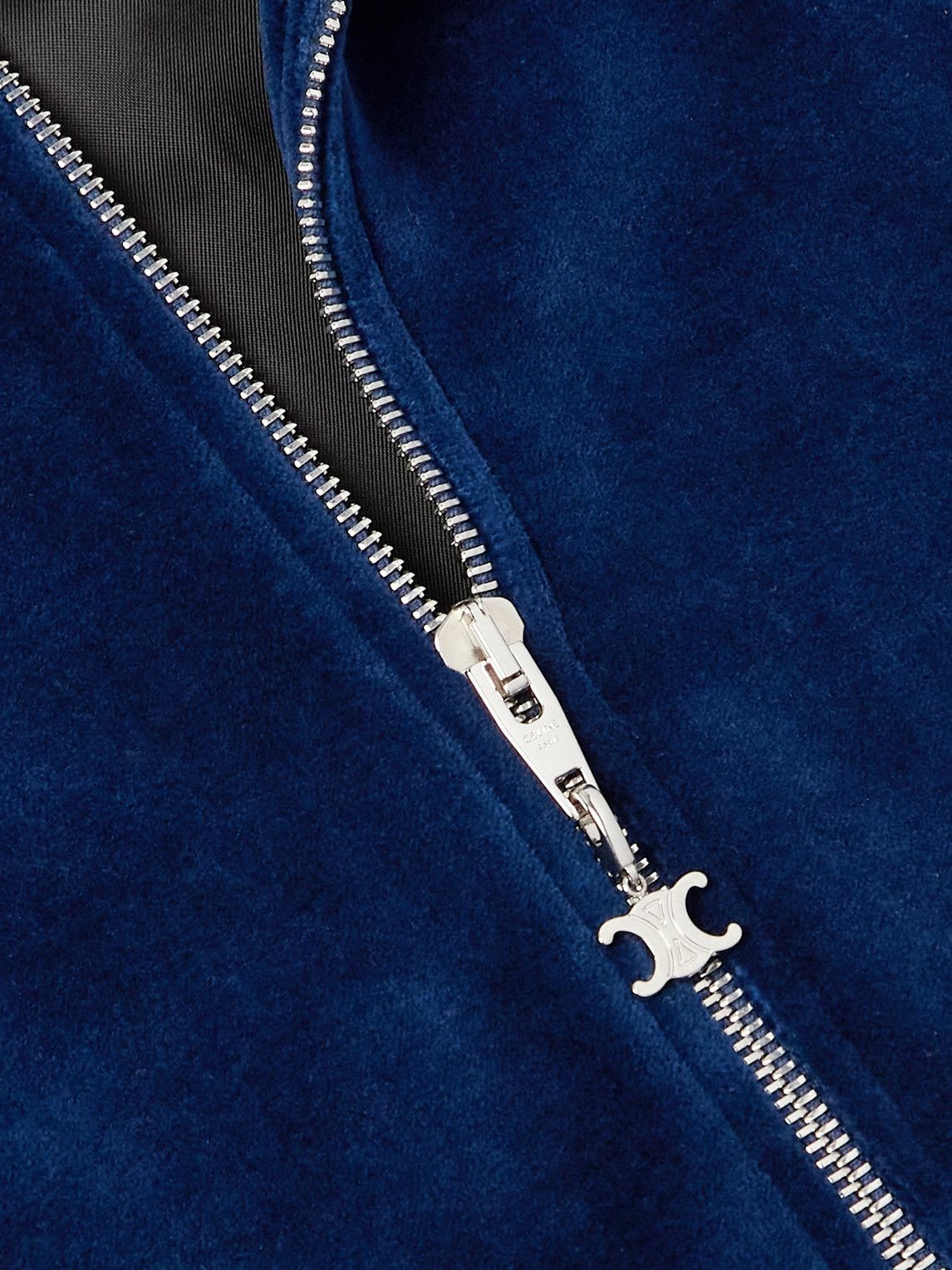 CELINE - Slim-Fit Logo-Embroidered Cotton-Blend Velour Track Jacket ...