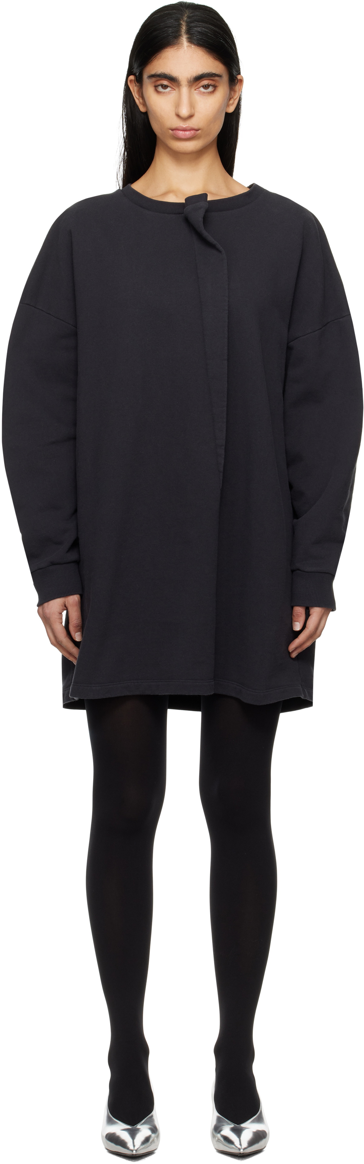 MM6 Maison Margiela Black Sweat Jersey Darting Minidress MM6 Maison ...