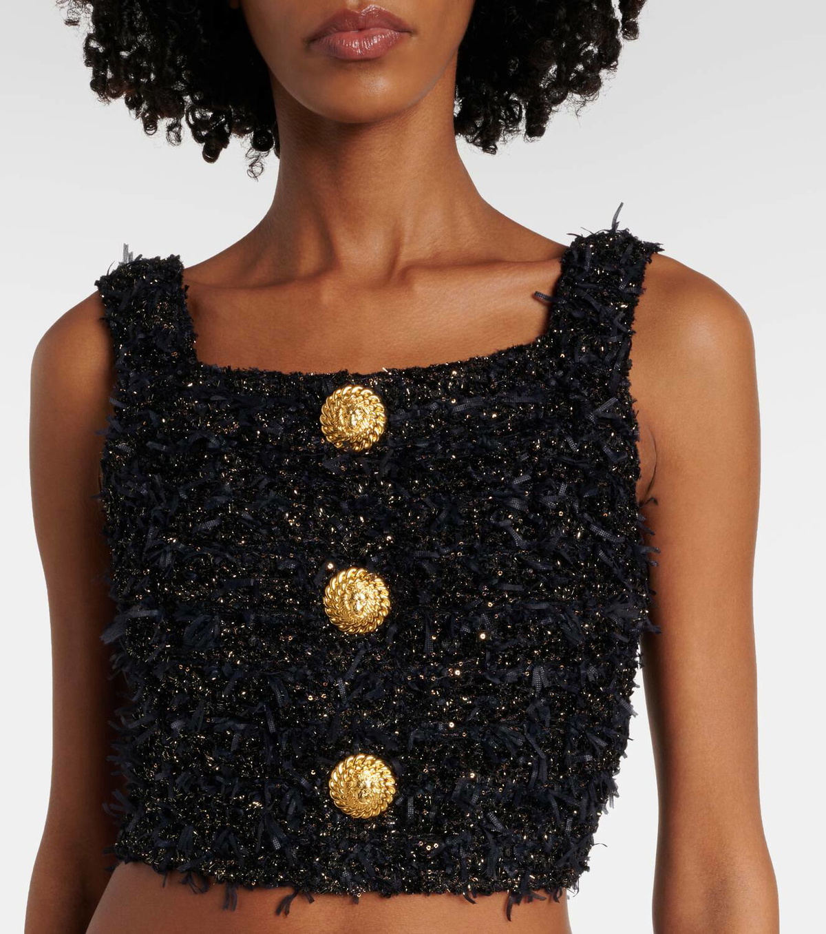 Balmain Lamé tweed crop top Balmain