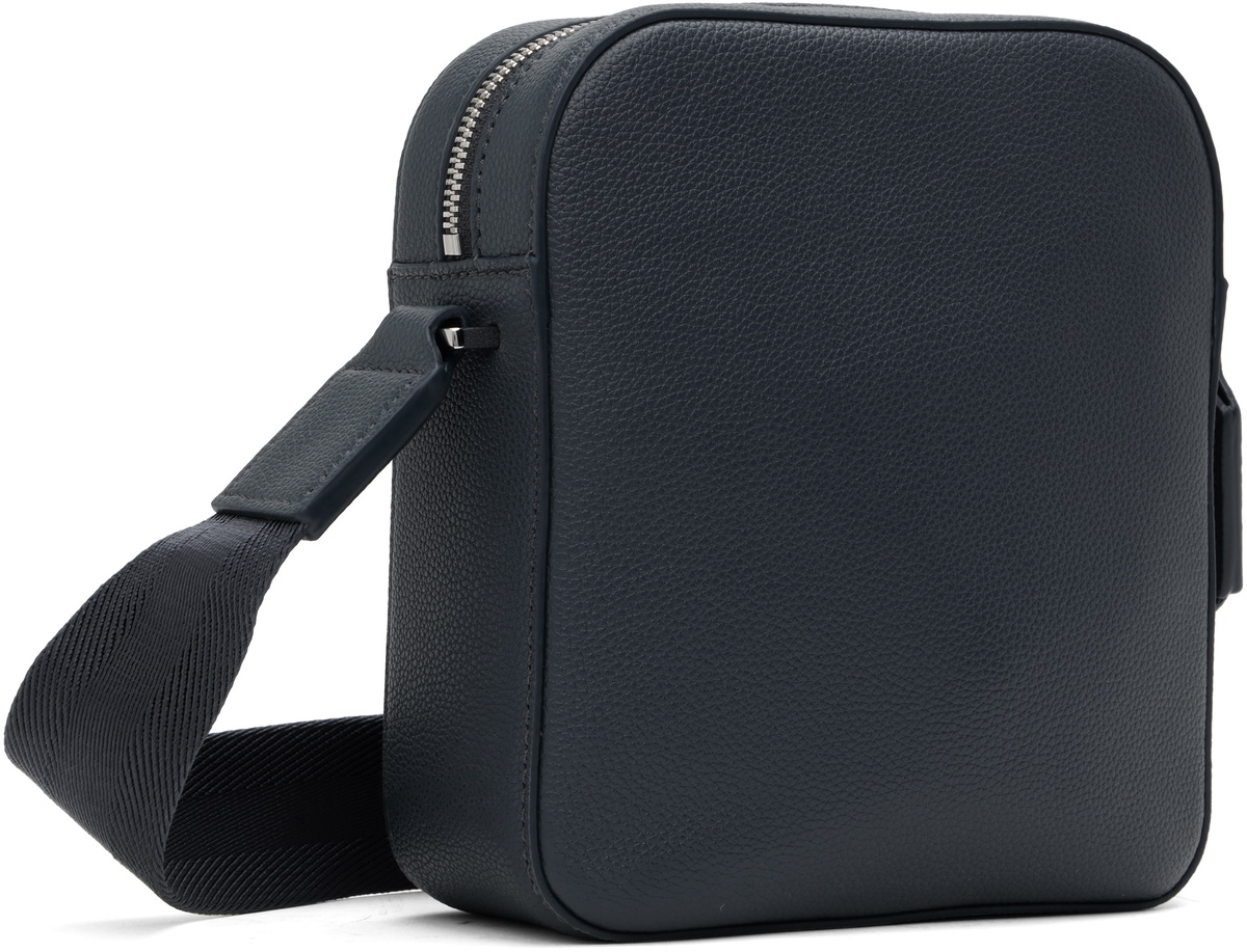 BOSS Blue Grained Faux-Leather Reporter Bag BOSS