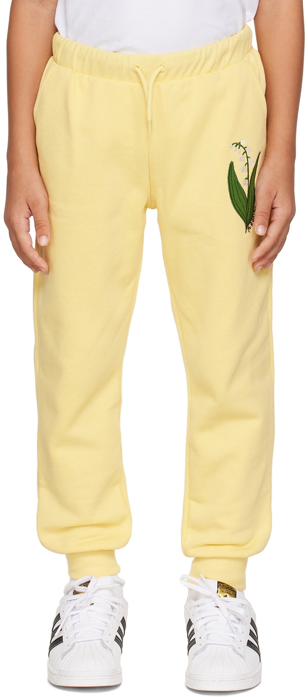 Mini Rodini Kids Yellow Lily Of The Valley Lounge Pants Mini Rodini