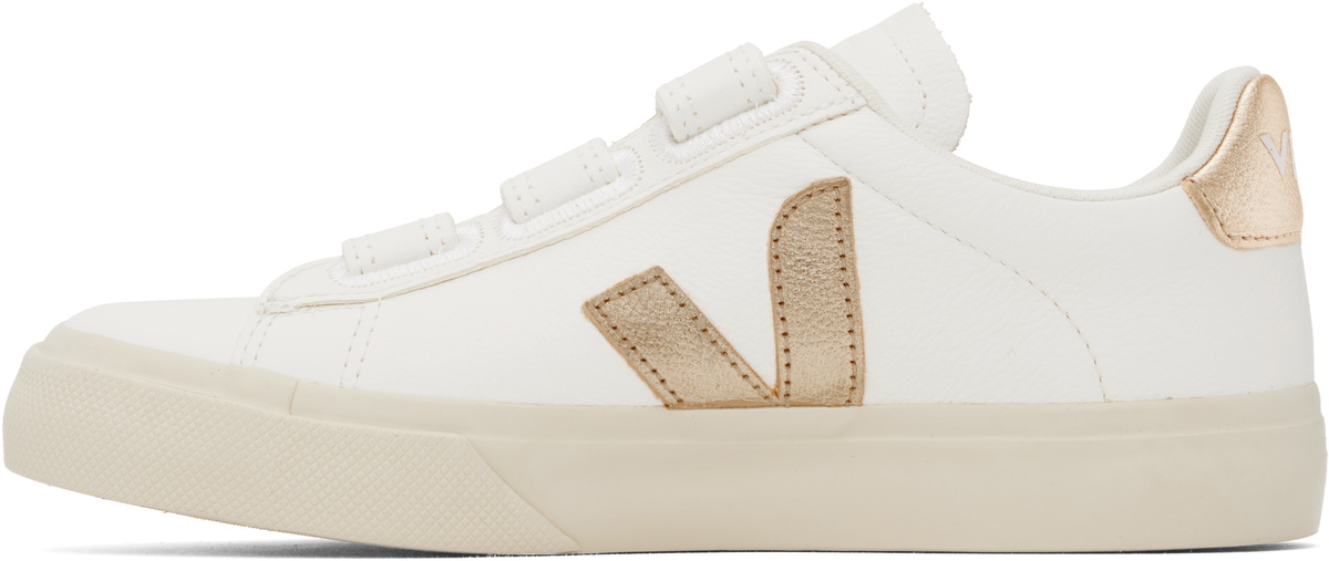 VEJA White & Gold Recife Leather Sneakers VEJA