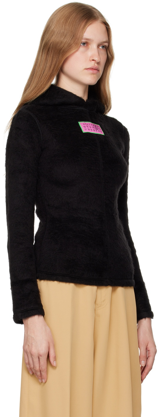 MM6 Maison Margiela Black Furry Jersey Hoodie MM6 Maison Margiela