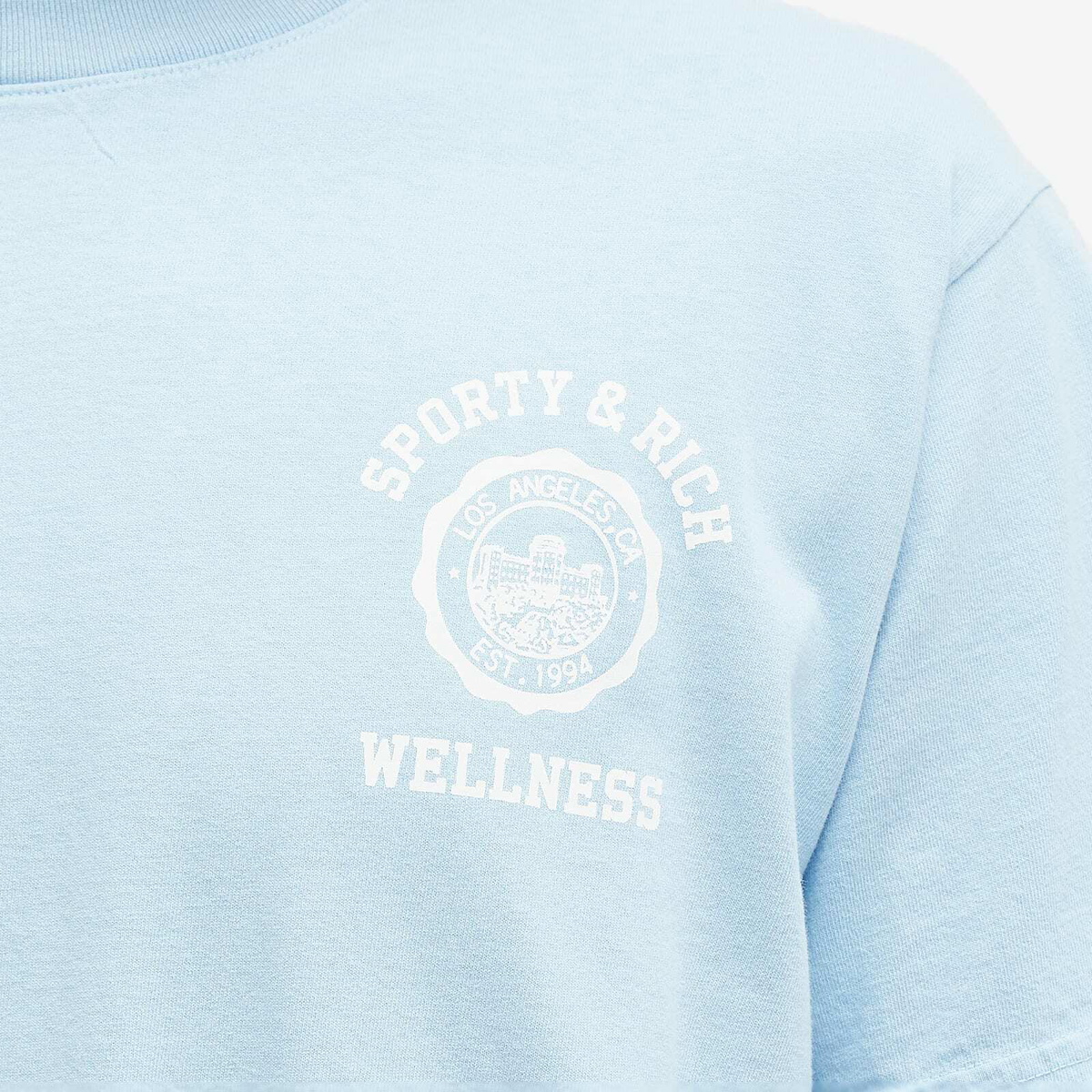 Sporty & Rich Men's Emblem T-Shirt in Sky Blue/White Sporty & Rich