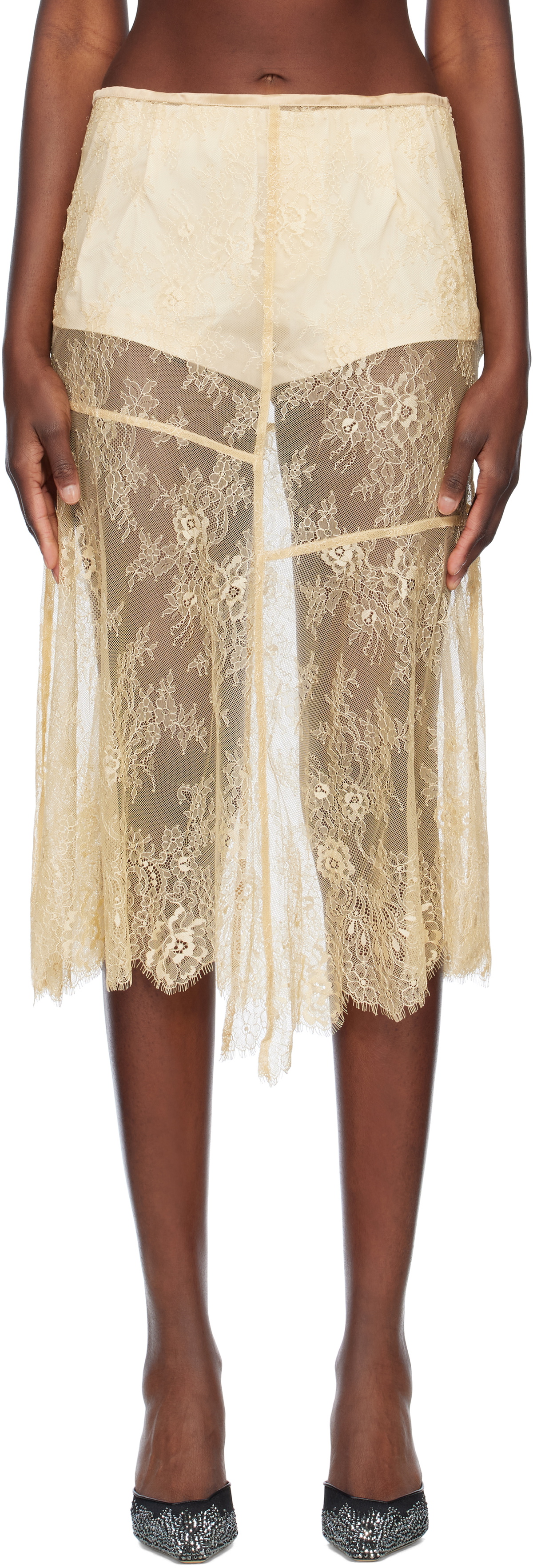 Stand Studio Beige Mathilde Midi Skirt Stand Studio