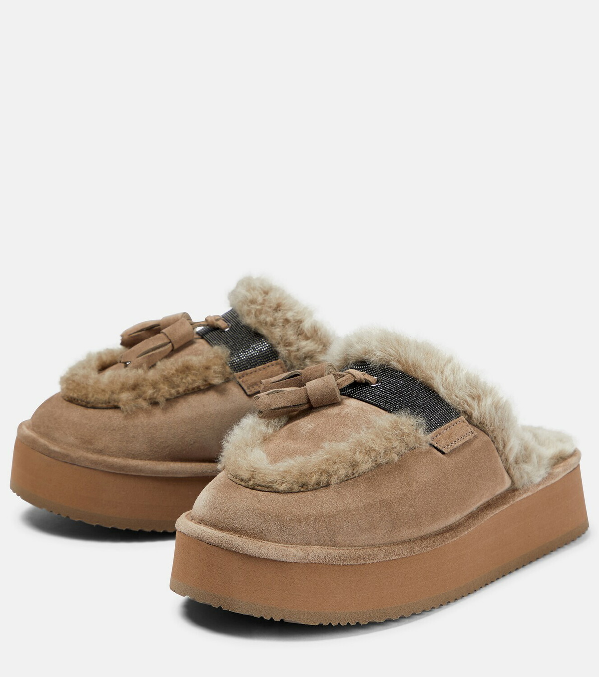 Brunello Cucinelli - Shearling-lined platform slippers Brunello Cucinelli