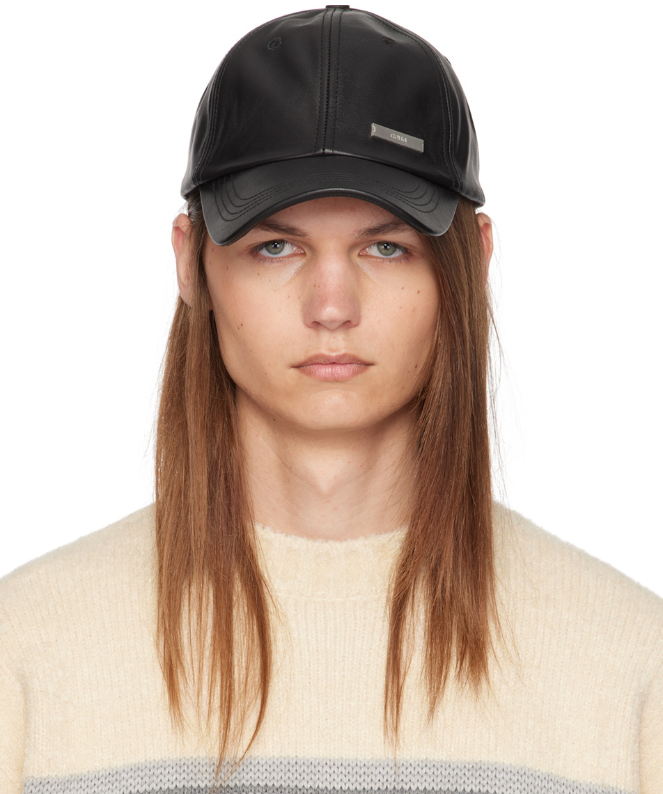 C2H4 Black Staff Uniform Crease Leather Cap C2H4