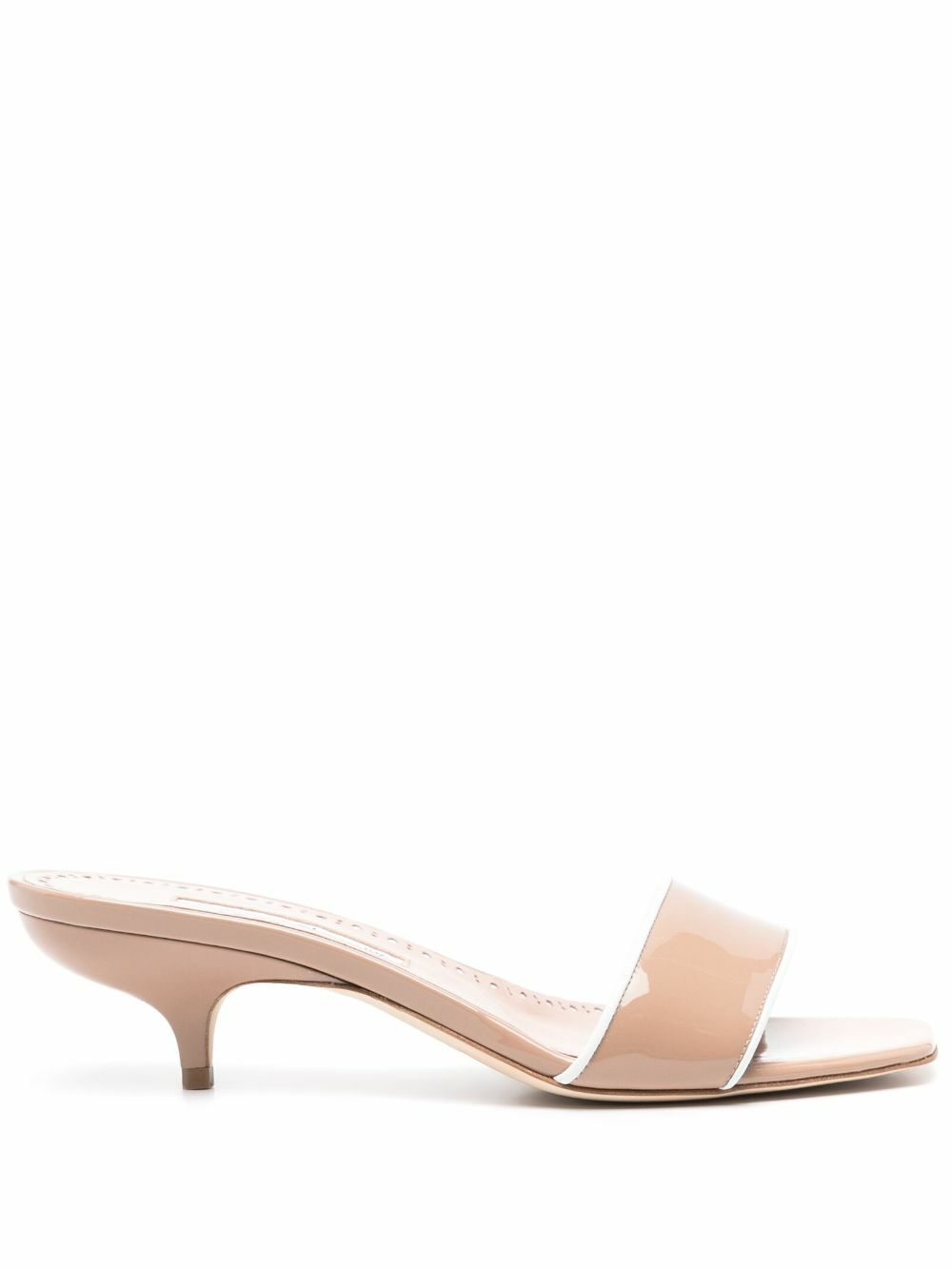 Manolo Blahnik Neutral Helamu 50 Patent Leather Mules Manolo Blahnik