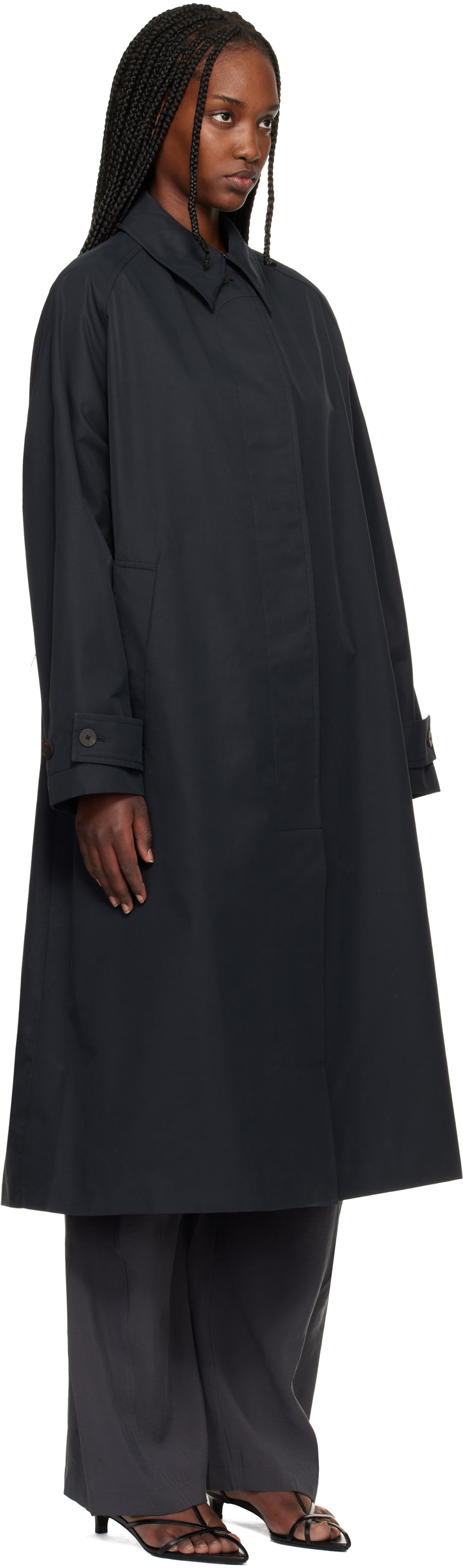 Studio Nicholson Navy Holin Technical Cotton Trench Coat Studio Nicholson