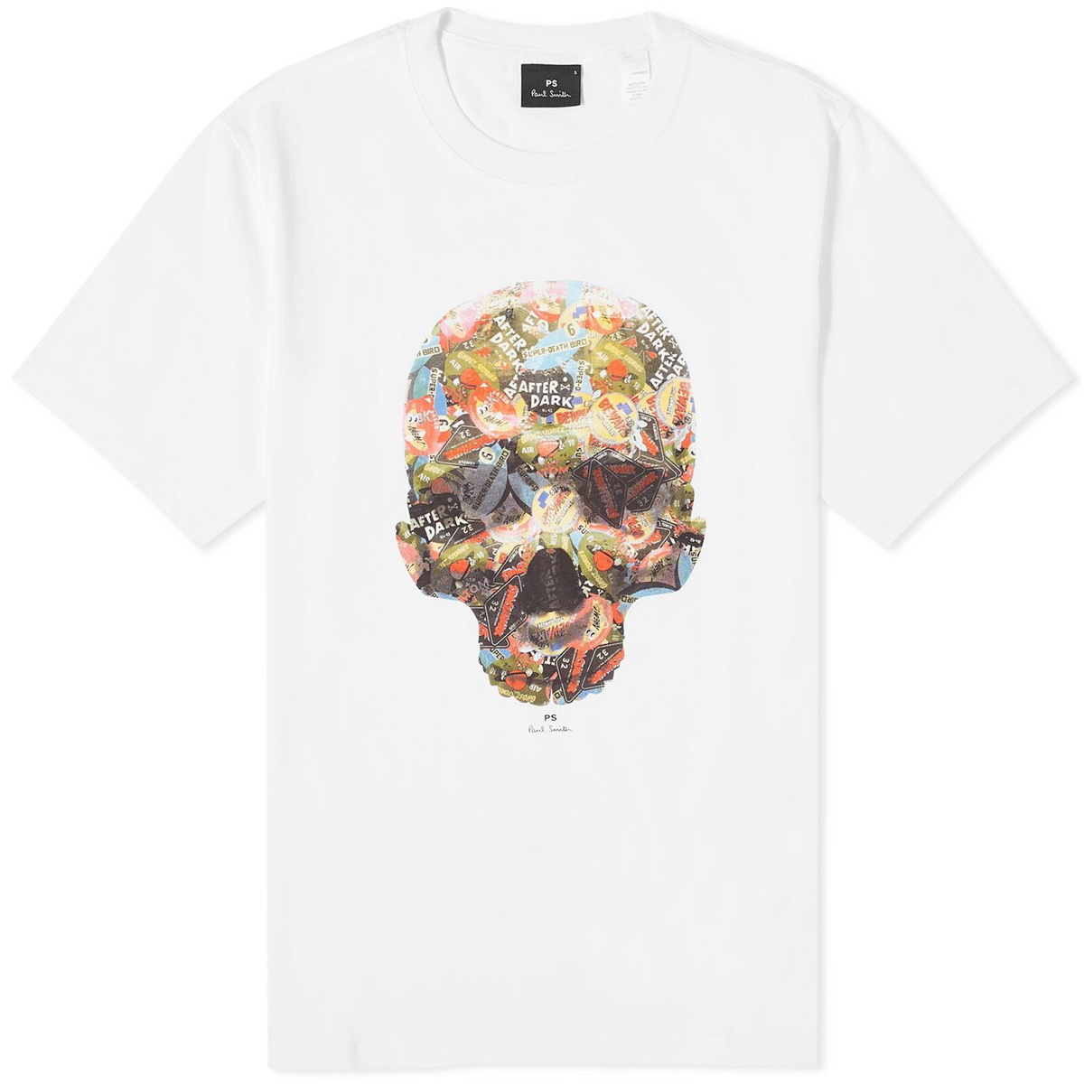 Paul Smith Men's Skull Sticker T-Shirt in White Paul Smith