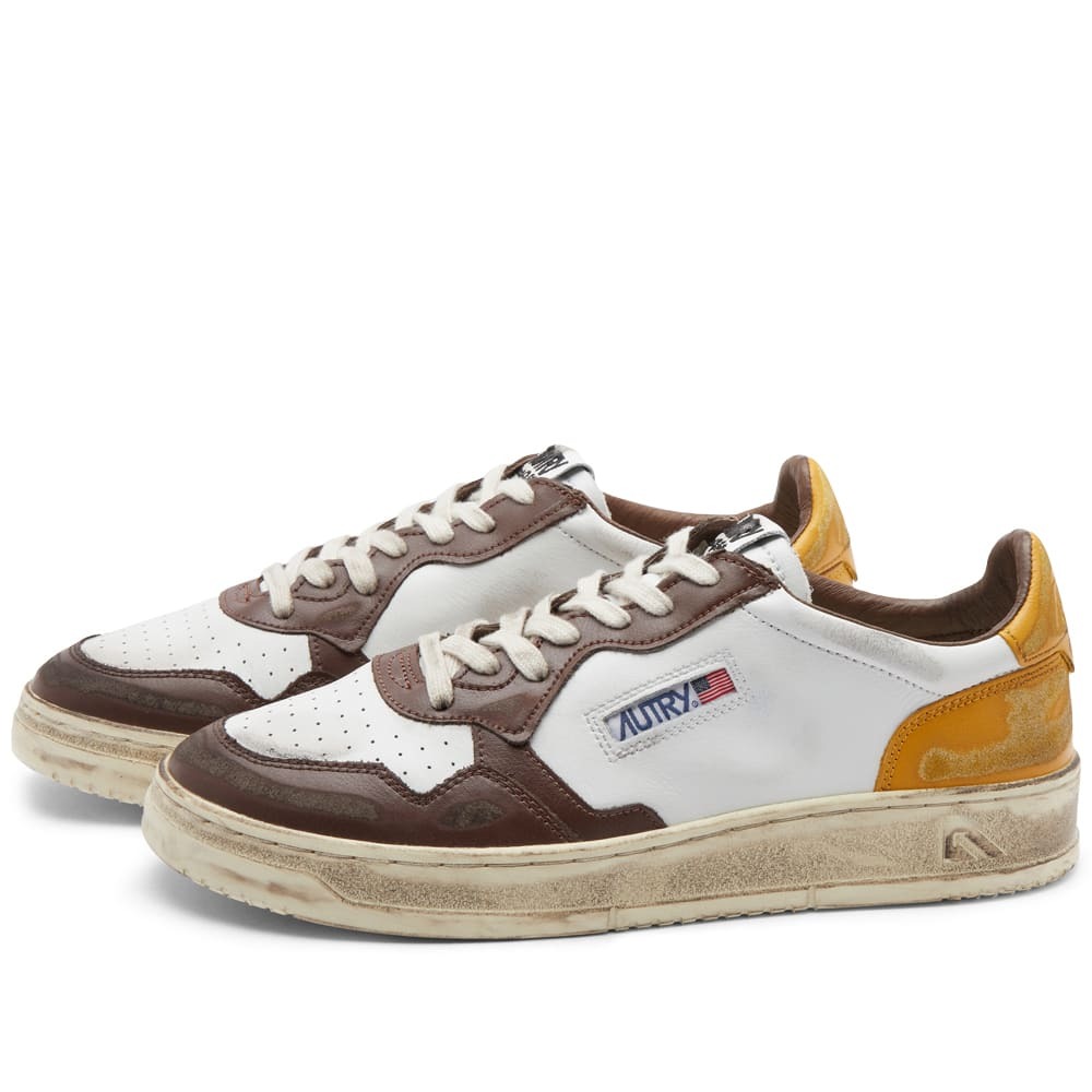 Autry Men's Super Vintage Low Sneakers in White/Brown Autry