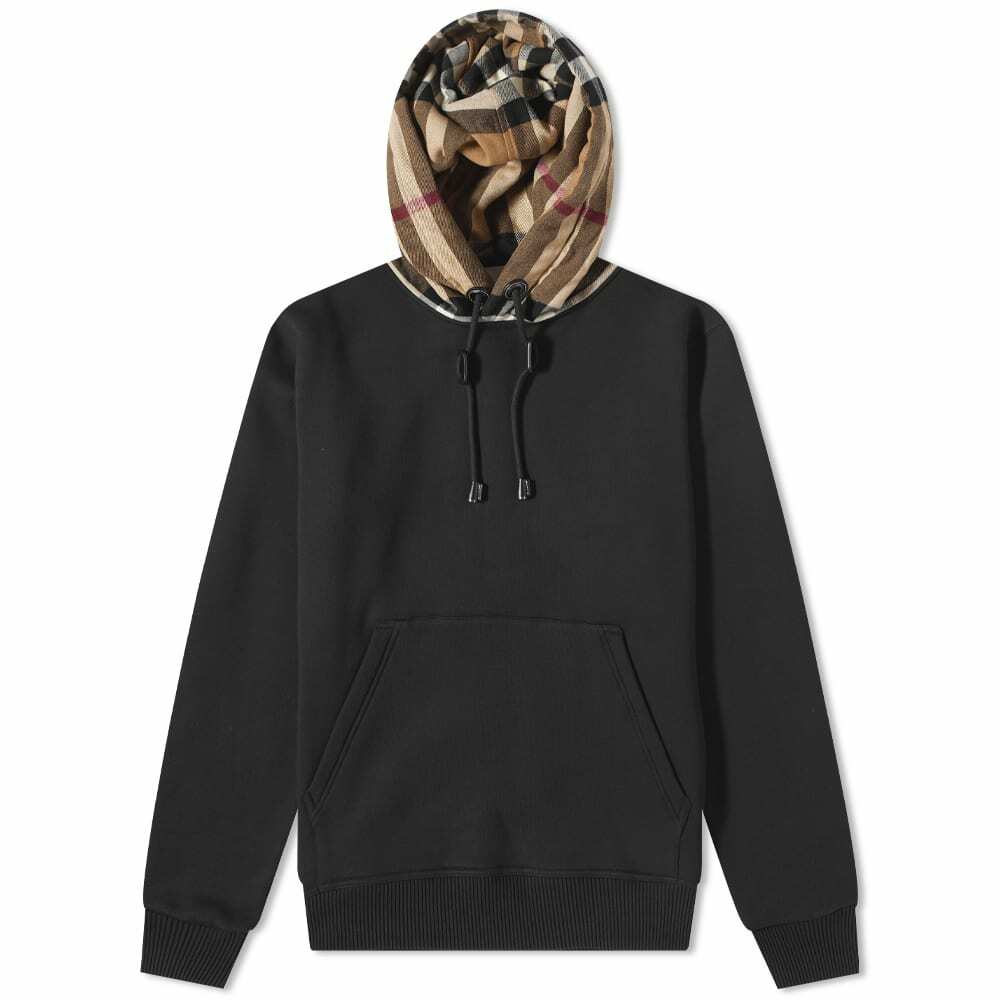 Burberry Men's Samuel Check Hood Hoody in Black Burberry