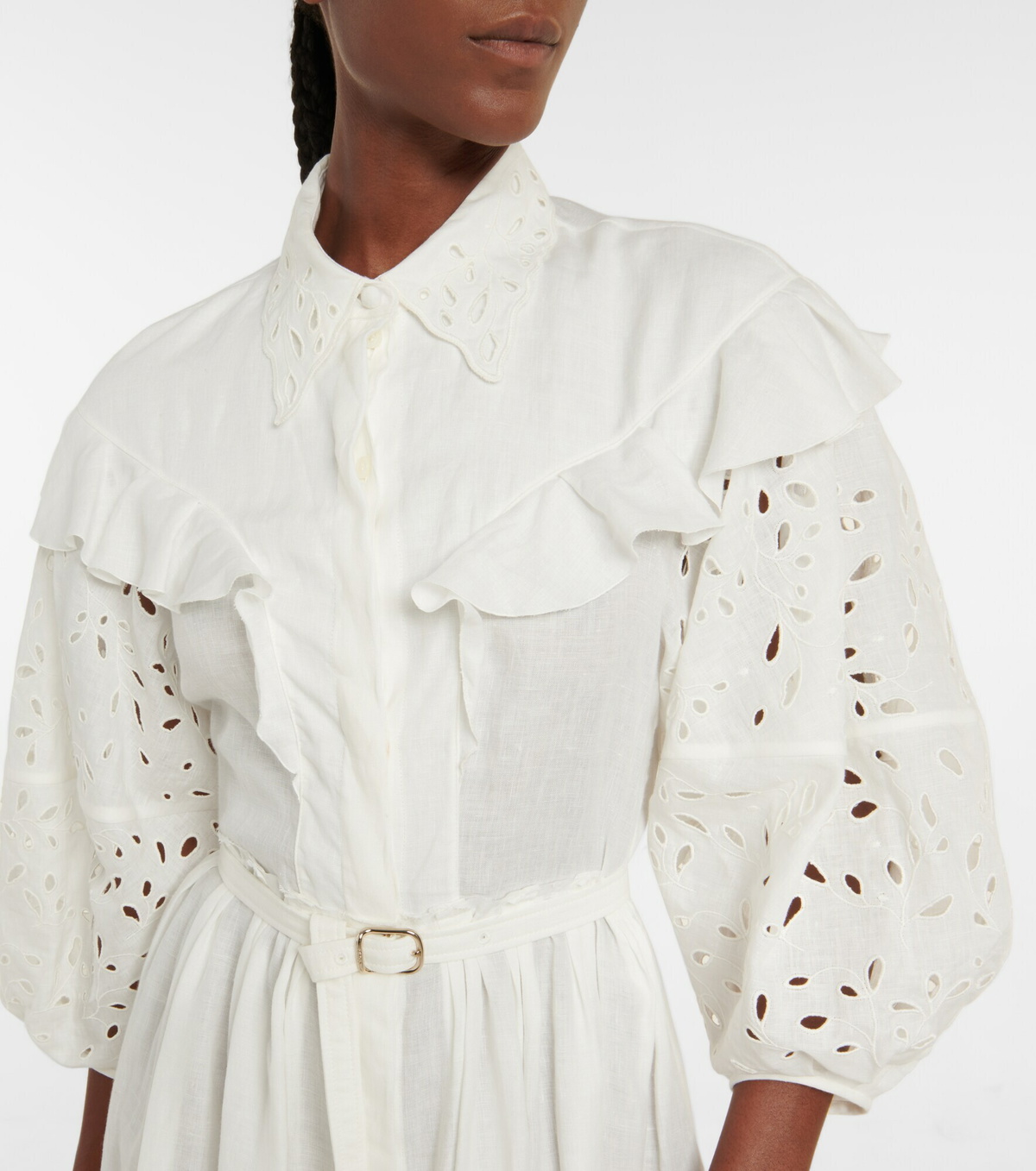 Chloe - Broderie anglaise linen gauze dress Chloe
