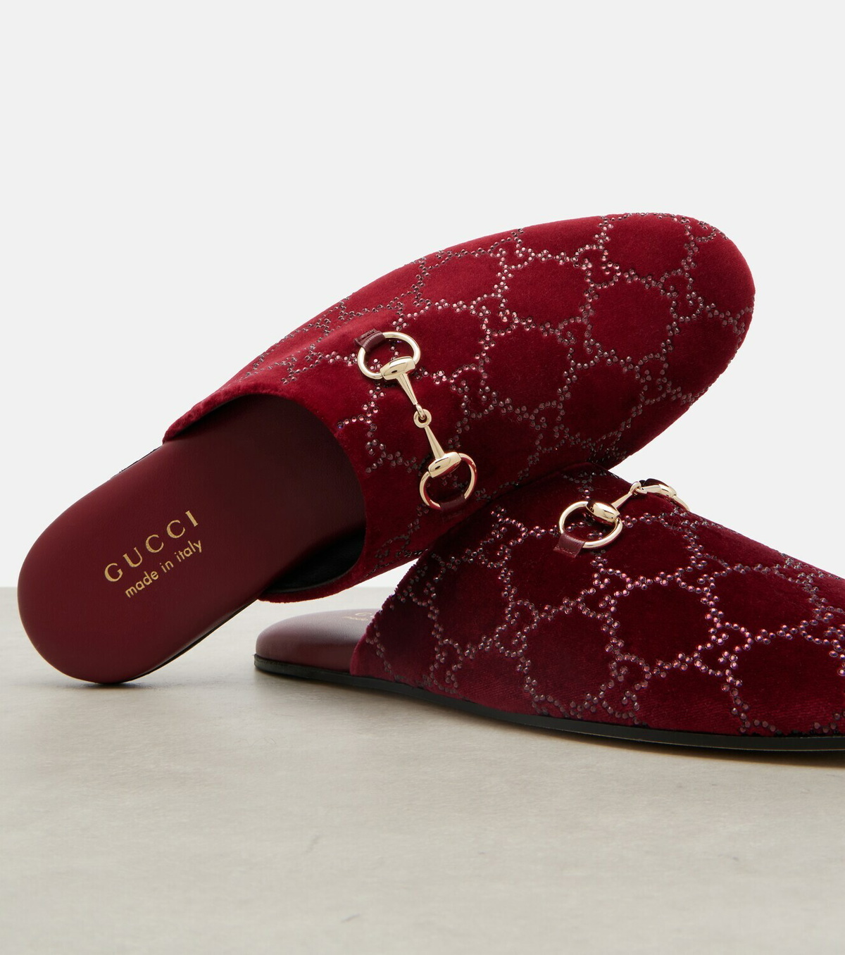 Gucci Lucy GG Crystal velvet mules Gucci