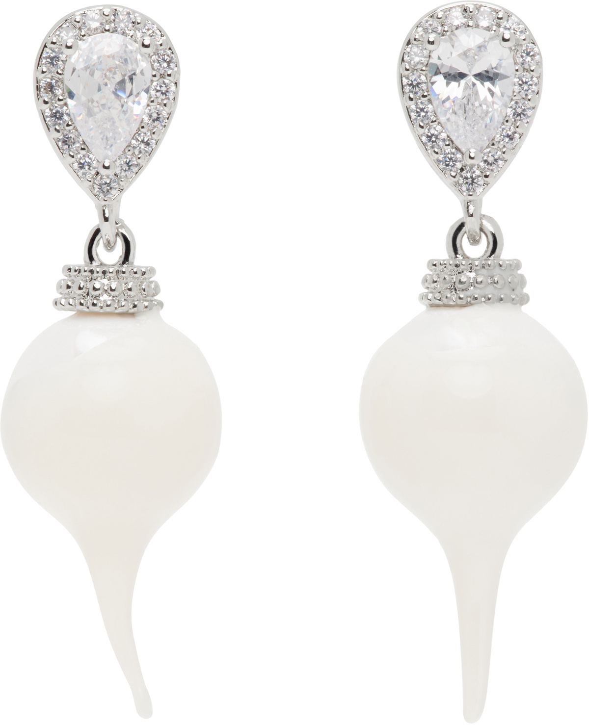 Ottolinger SSENSE Exclusive Silver & White Diamond Drop Earrings Ottolinger