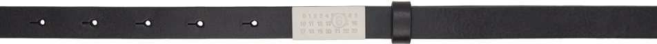 MM6 Maison Margiela Black Leather Mini Plaque Belt MM6 Maison Margiela