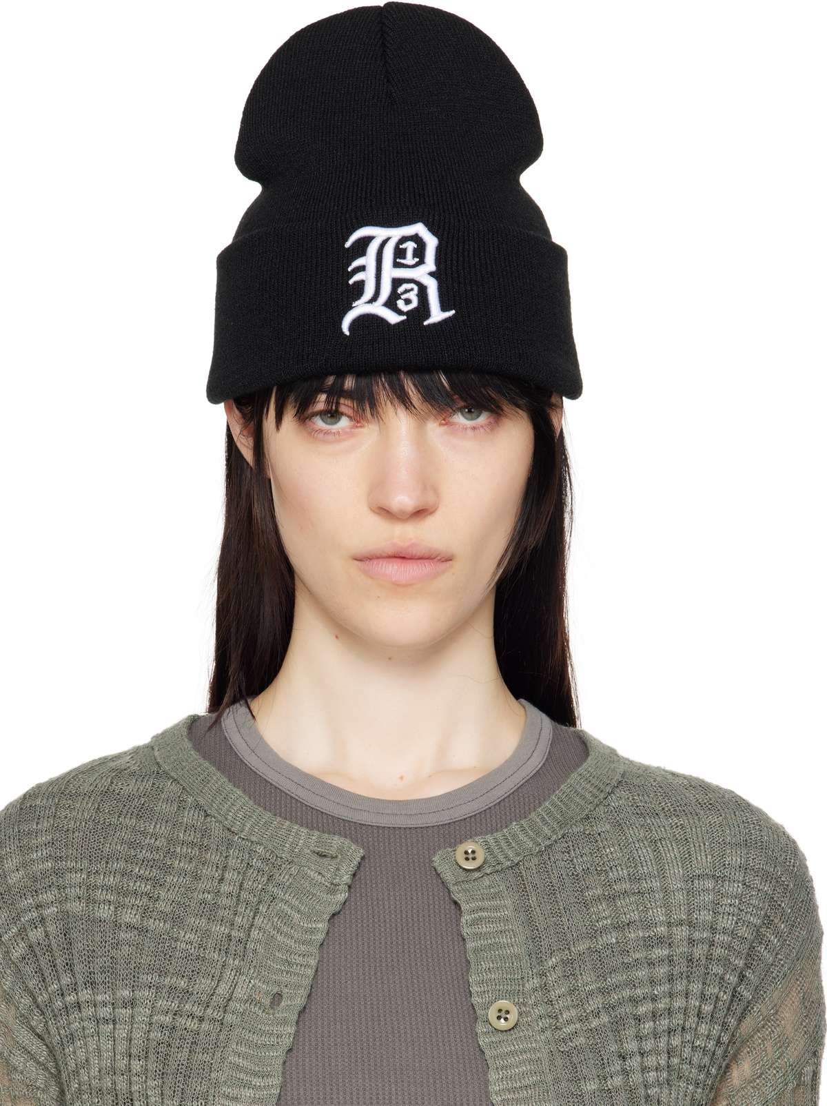 R13 Black 'R13' Beanie R13
