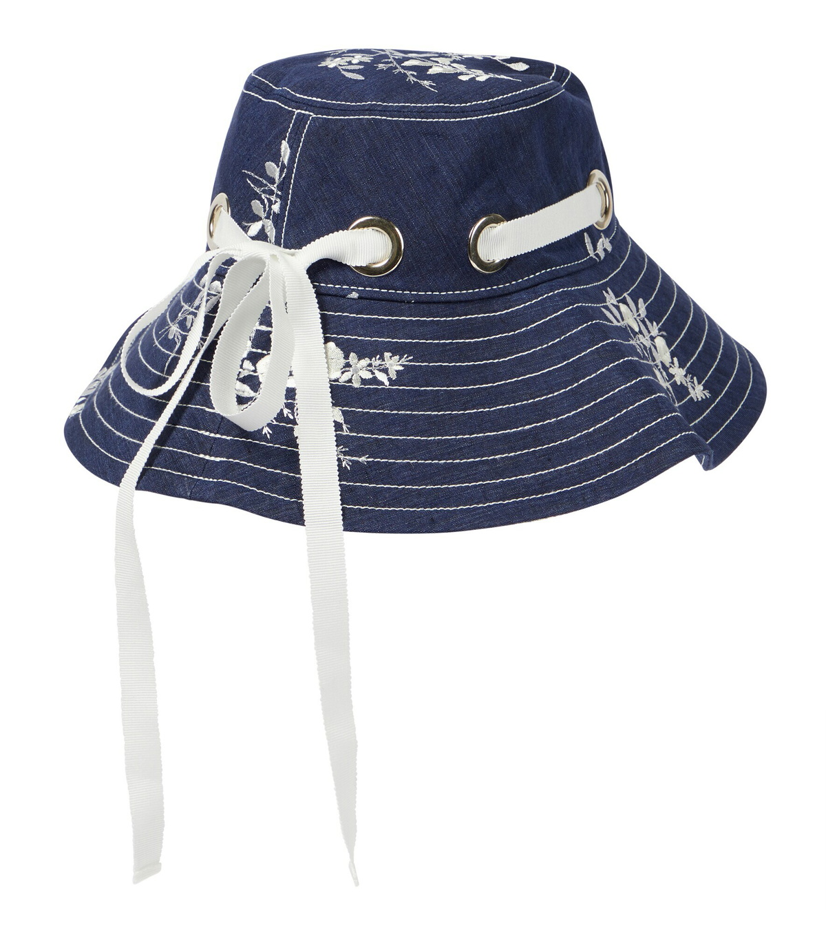 Erdem - Embroidered linen-blend bucket hat Erdem
