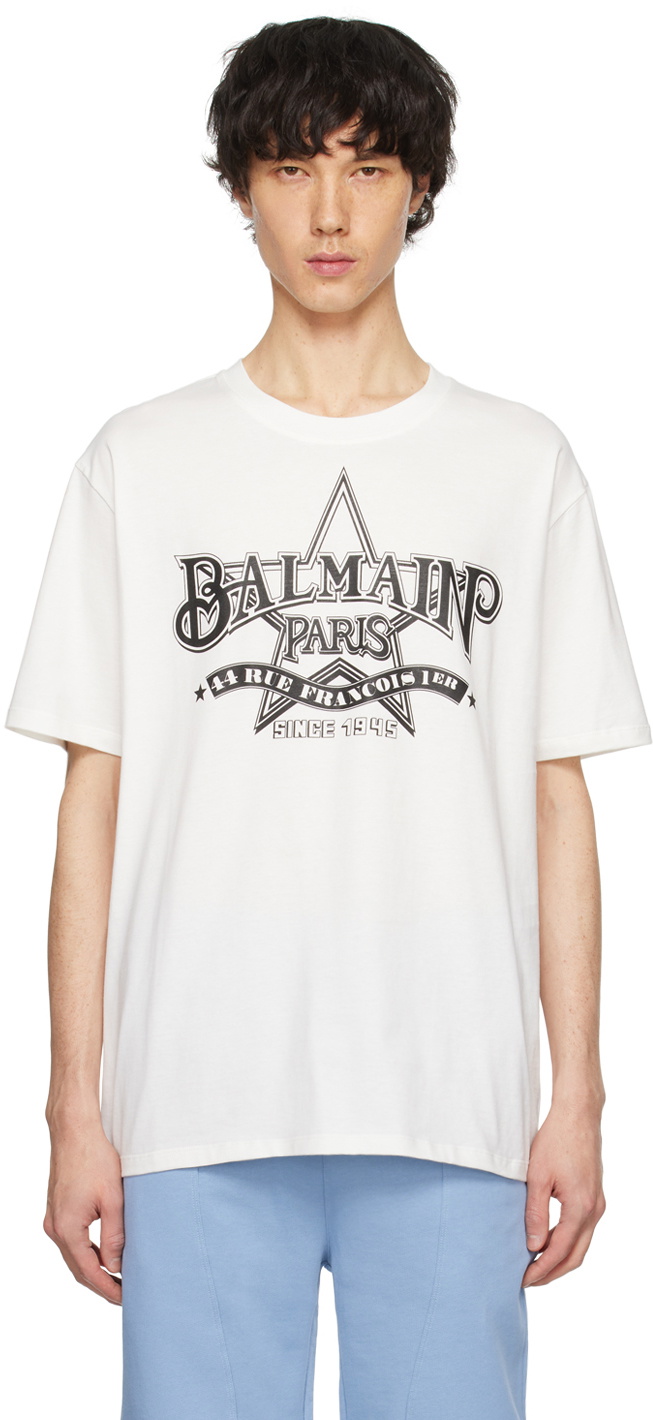 Balmain White Star T-Shirt Balmain