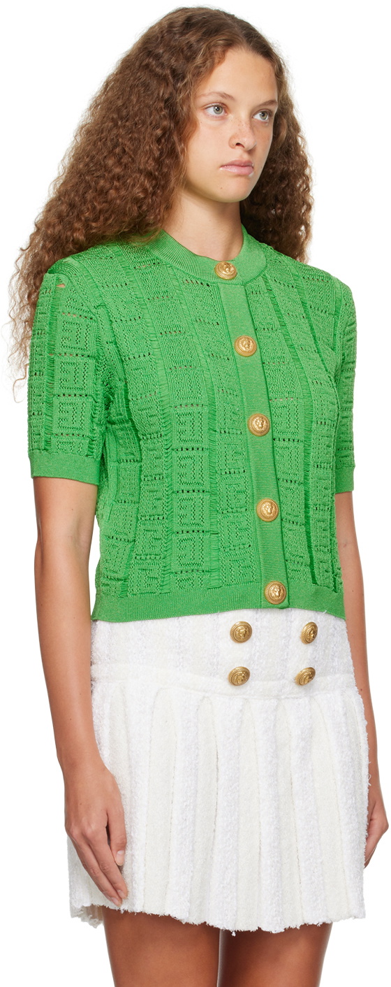 Balmain Green Monogram Cardigan Balmain