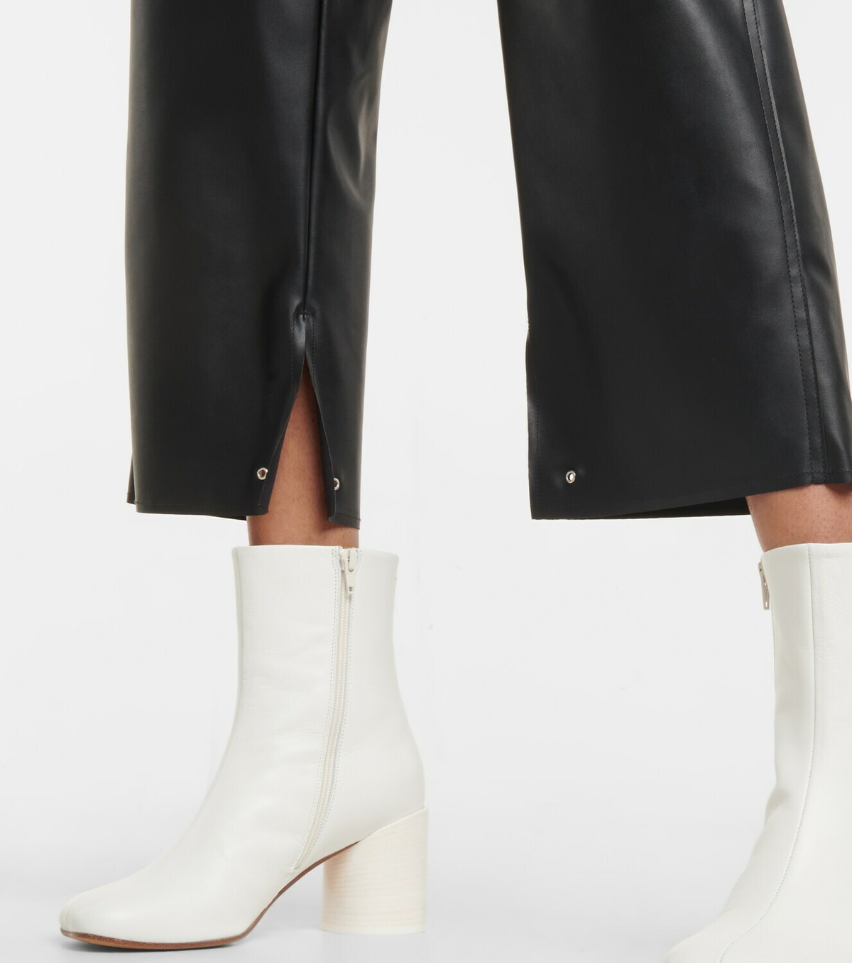 MM6 Maison Margiela High-rise faux leather wide-leg pants MM6 Maison ...