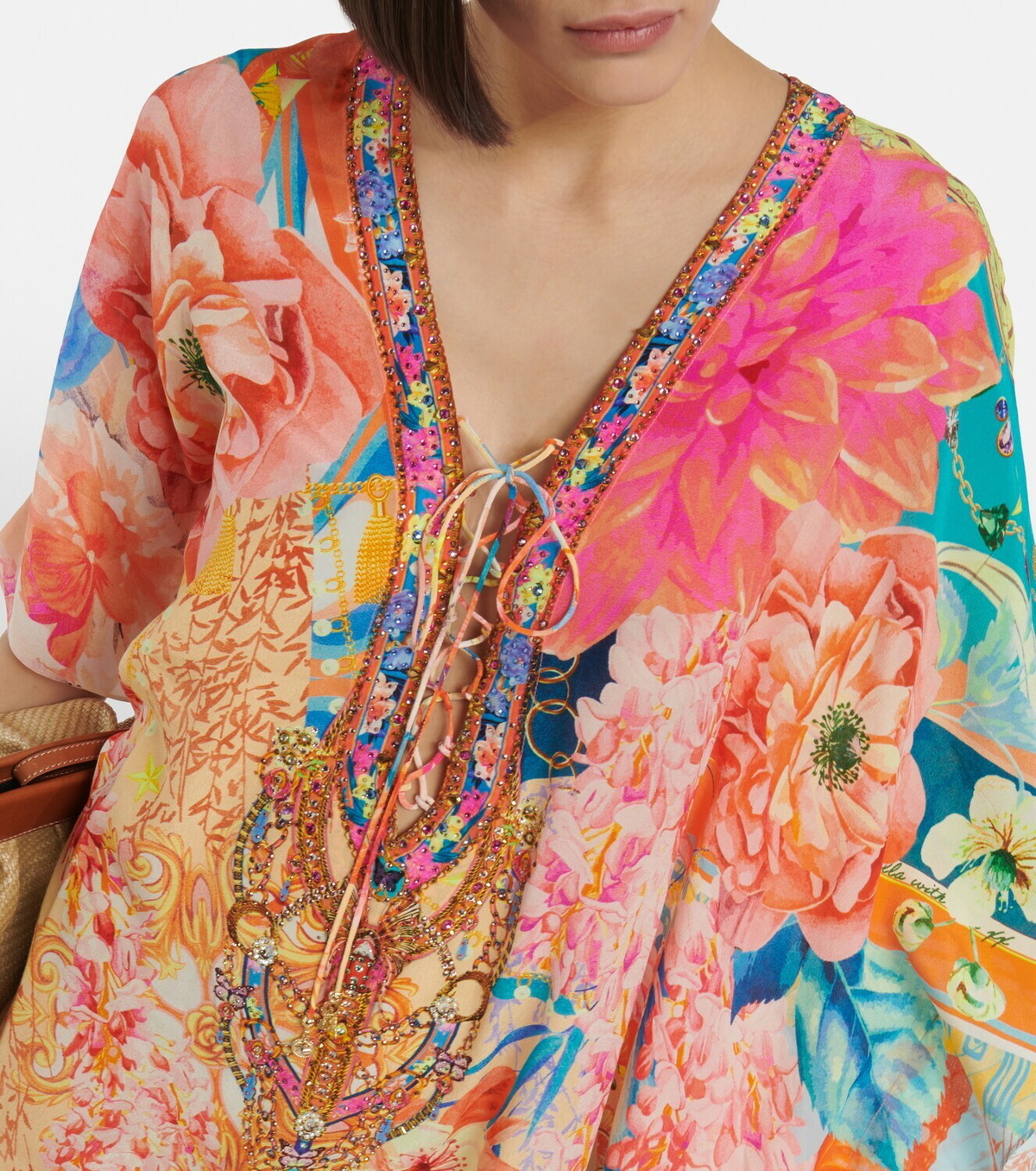Camilla Floral embellished silk kaftan Camilla