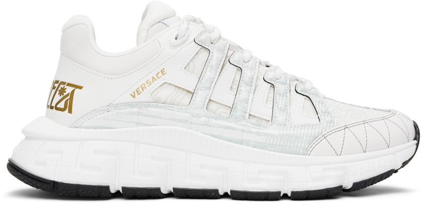 Versace White & Gold Trigreca Sneakers Versace