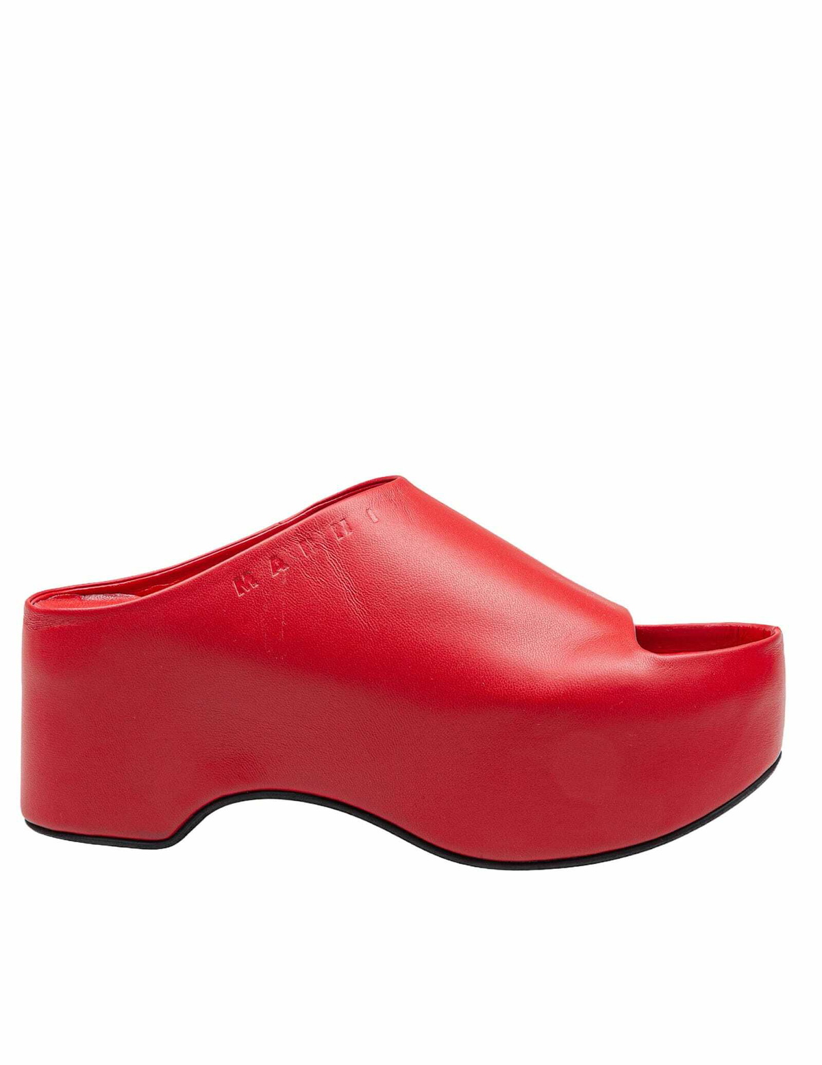 Marni Slide With Chunky Clog In Red Leather Marni
