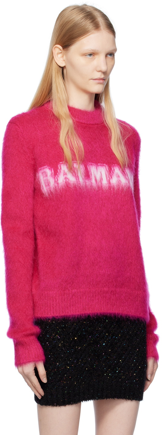 Balmain Pink Jacquard Sweater Balmain