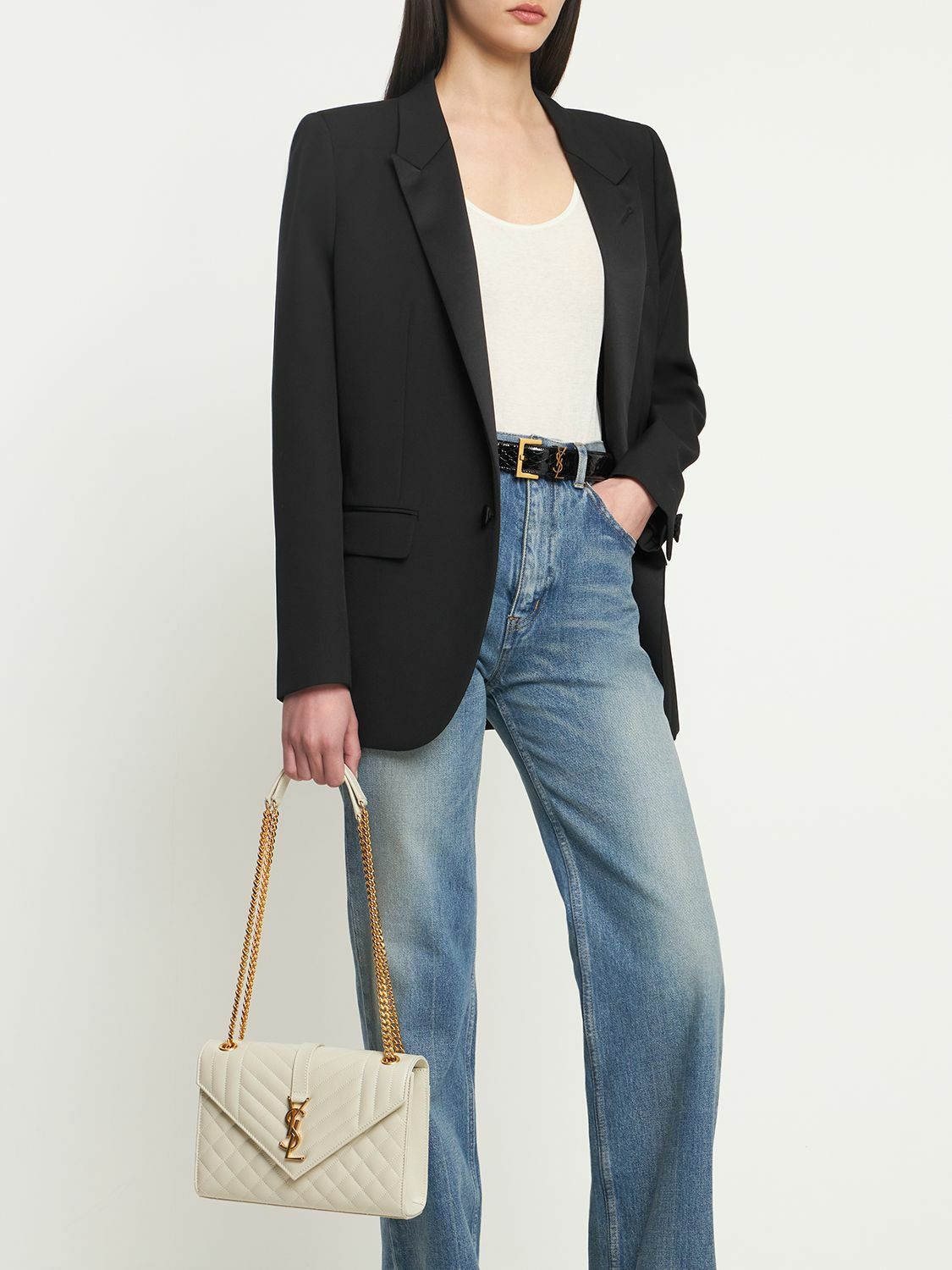 SAINT LAURENT - Medium Envelope Quilted Leather Bag Saint Laurent