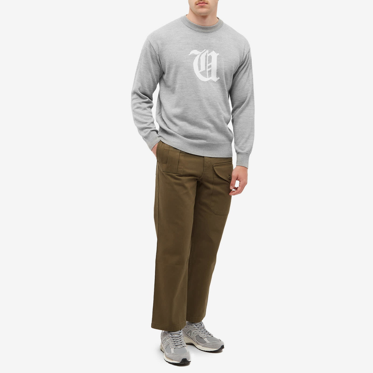 Uniform Bridge Men's U Crew Knit in Grey Uniform Bridge