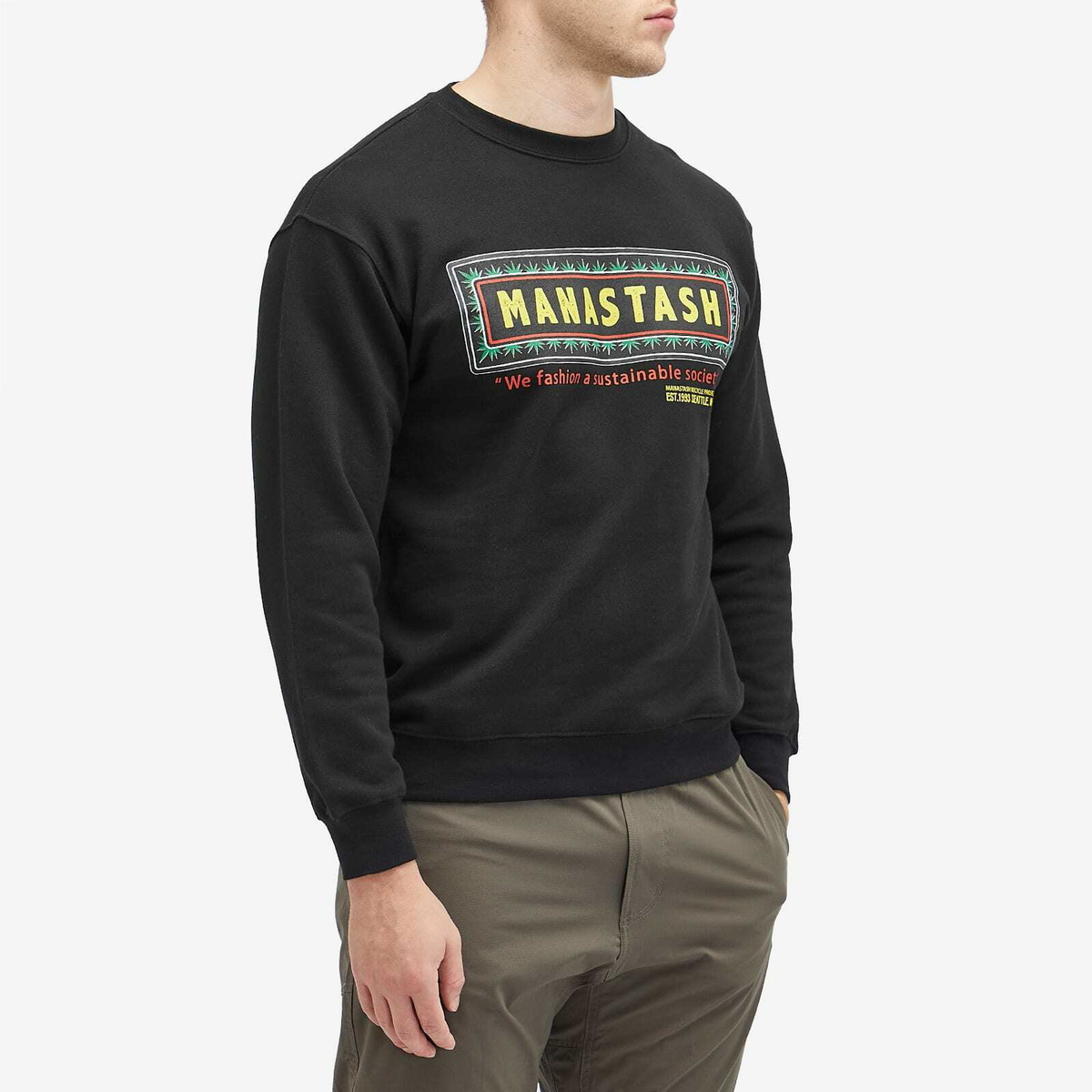 Manastash Men's Frame Logo Sweatshirt in Black Manastash