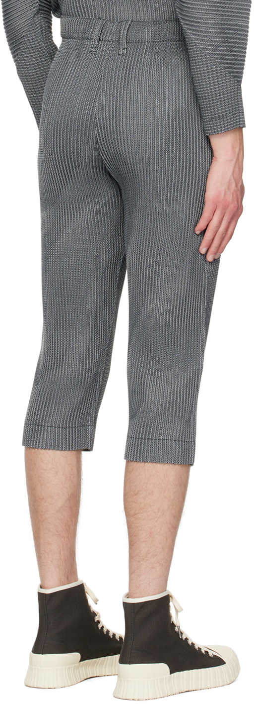 Homme Plissé Issey Miyake Gray Leno Stripe Trousers Homme Plisse Issey ...