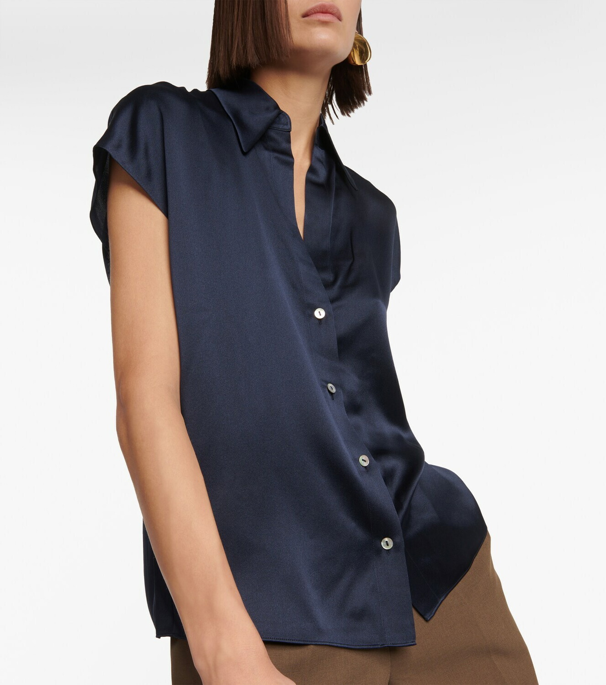 Vince Ruched silk satin blouse Vince