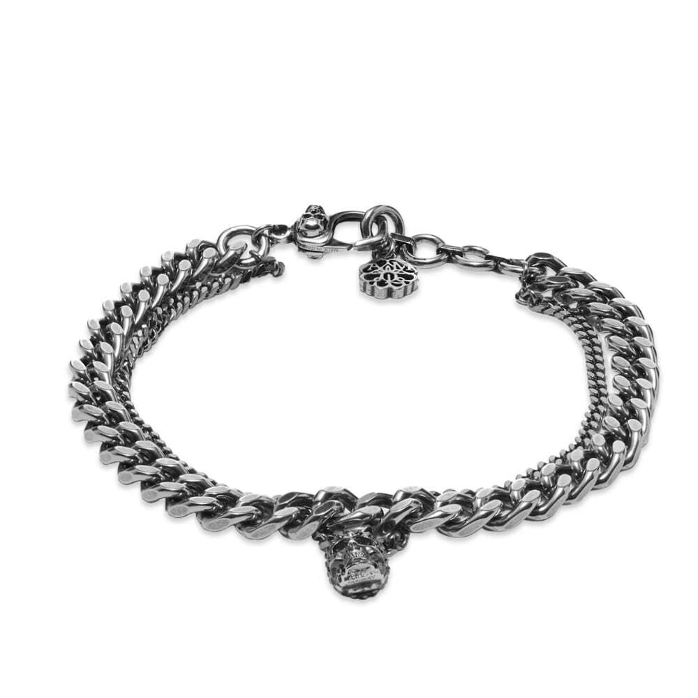 Alexander McQueen Men's Skull Bracelet in Silver/Greige Alexander McQueen