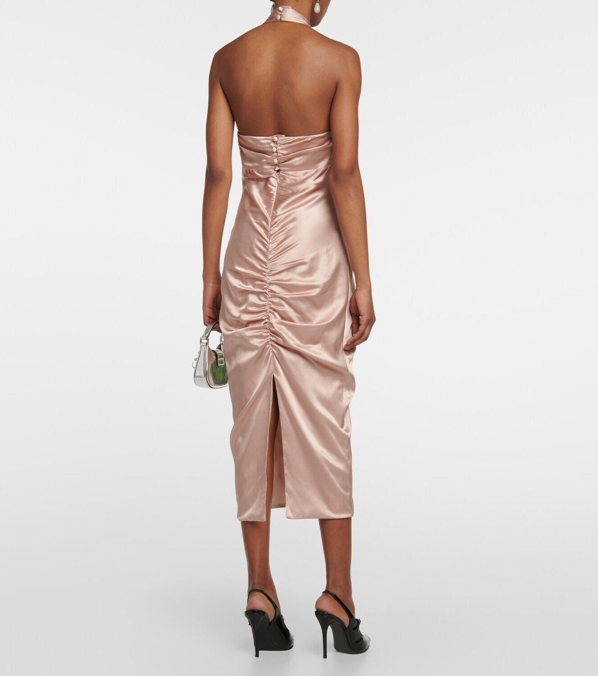 Alessandra Rich Ruched cutout satin midi dress Alessandra Rich