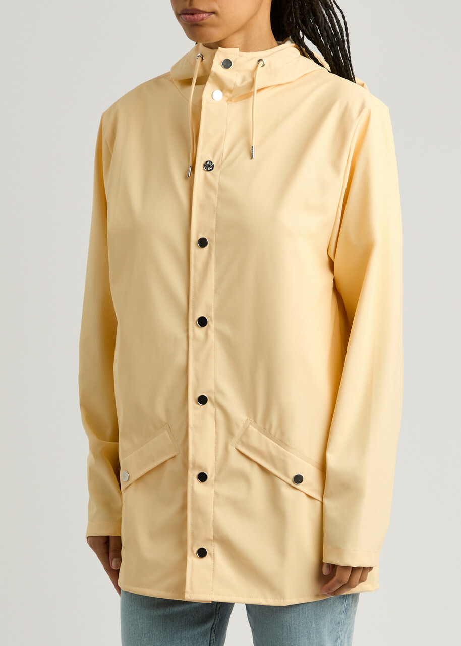 Rains Hooded Rubberised Jacket Yellow Rains