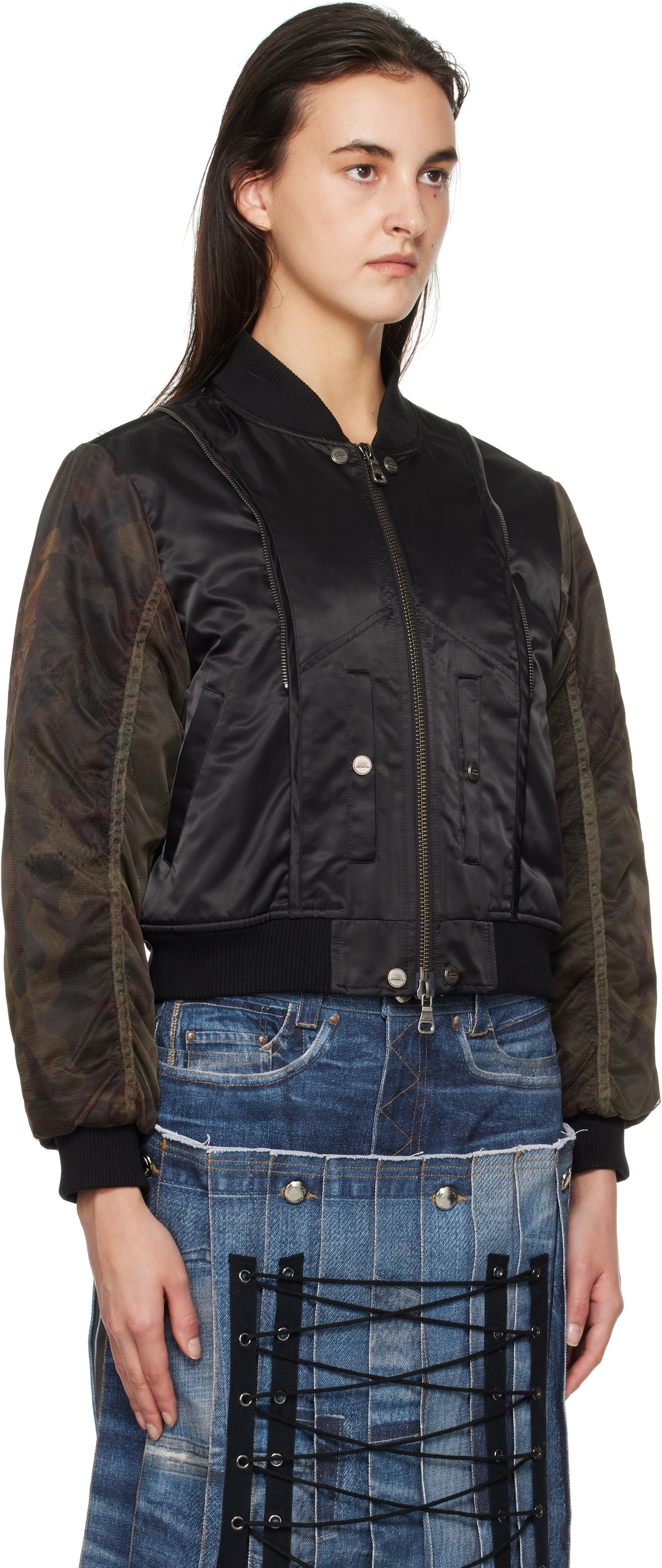 Andersson Bell Black Mesh Sleeve Bomber Jacket Andersson Bell