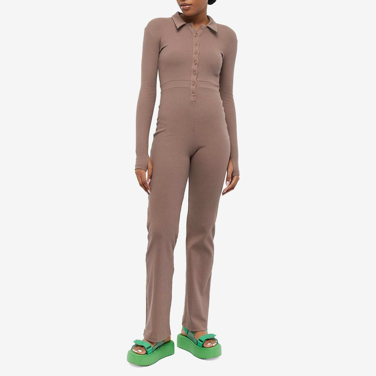 Peachy Den Women's June Jumpsuit in Deep Taupe Peachy Den