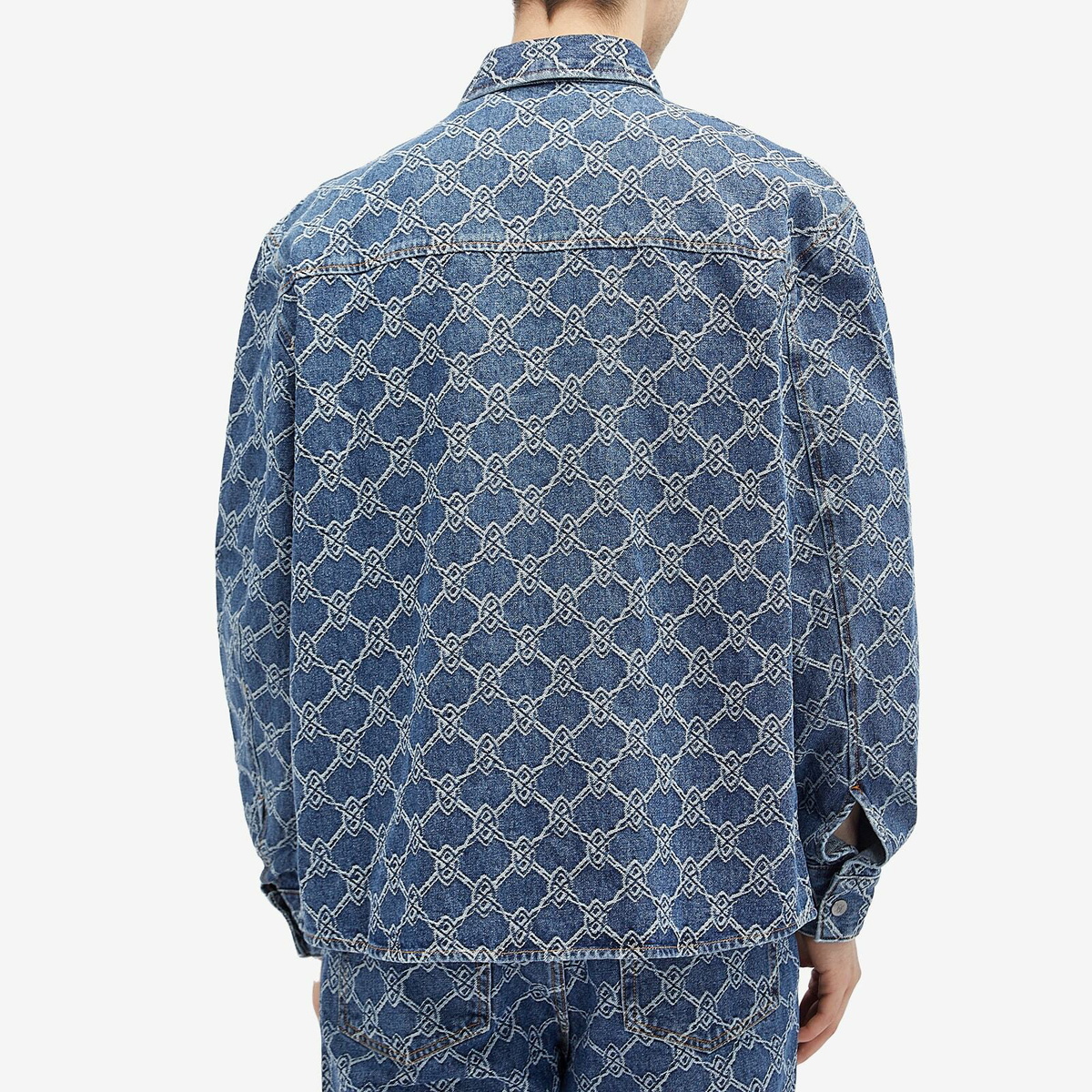 Daily Paper Men's Rahul Shield Monogram Denim Jacket in Blue Daily Paper