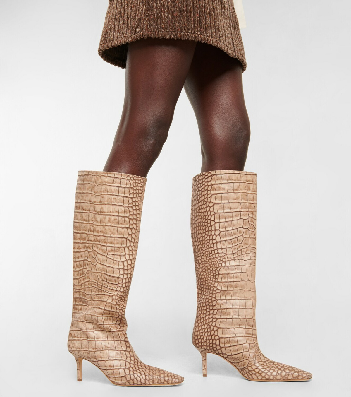 Acne Studios - Croc-effect leather knee boots Acne Studios