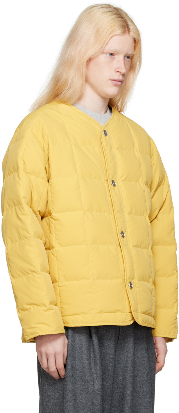 Jil Sander Yellow Collarless Down Jacket Jil Sander
