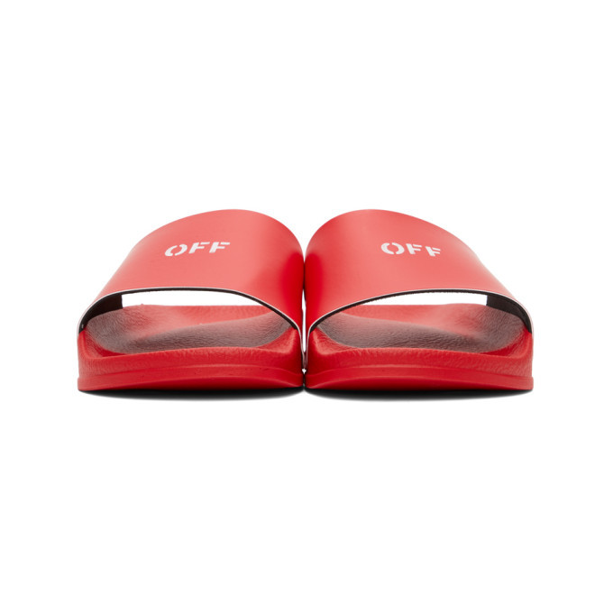 Off-White Red Logo Pool Slides Off-White